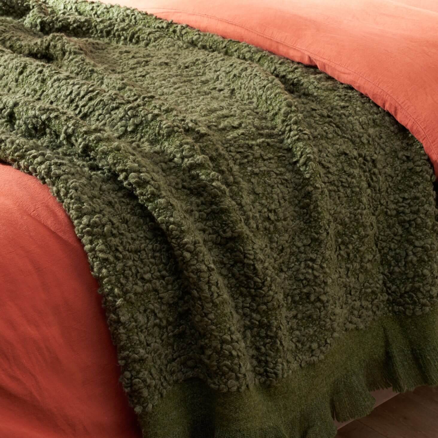 Julia Fringed Boucle Throw | Throws | Feather & Black