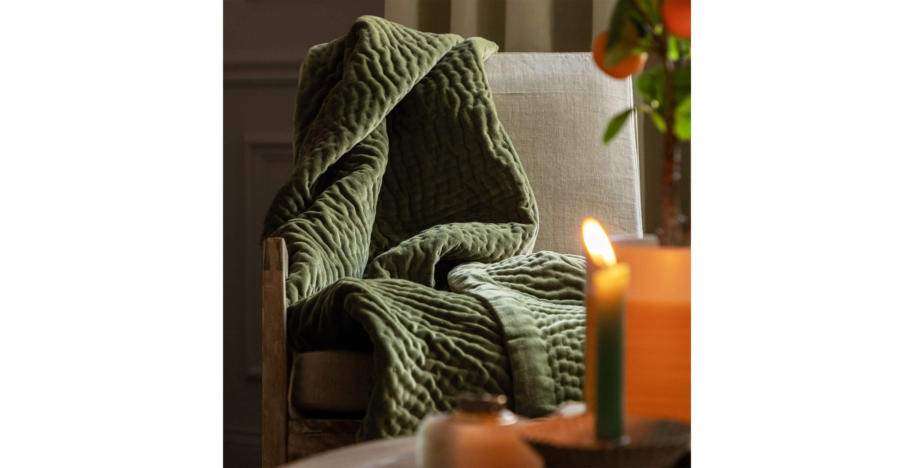 Velvet Quilted Throw | Throws | Feather & Black