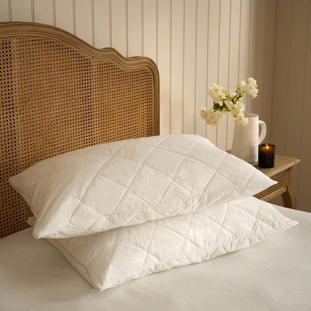 Feather and Black Quilted Cotton Pillow Protector Pair | Mattress ...