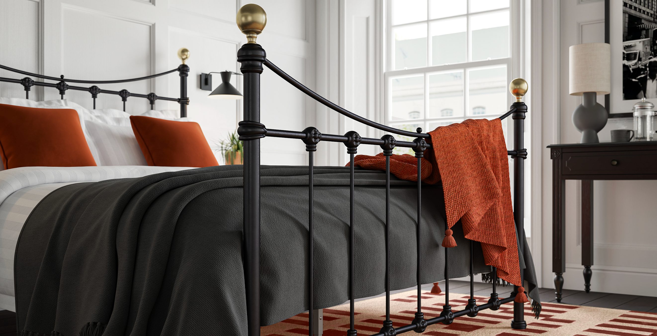 Arabella Bed and Mattress Set | Feather & Black