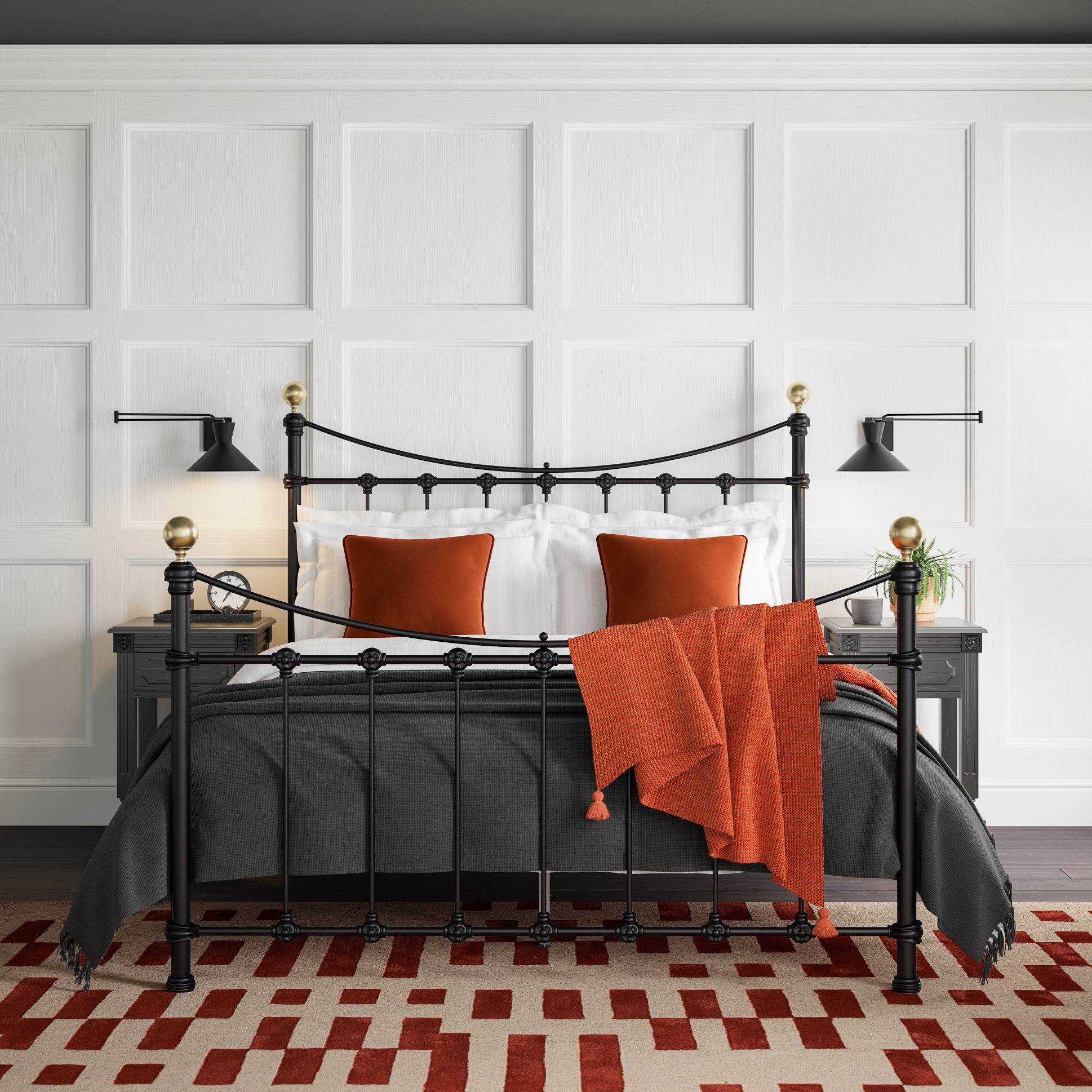 Arabella Bed, King | Metal Beds | Feather & Black