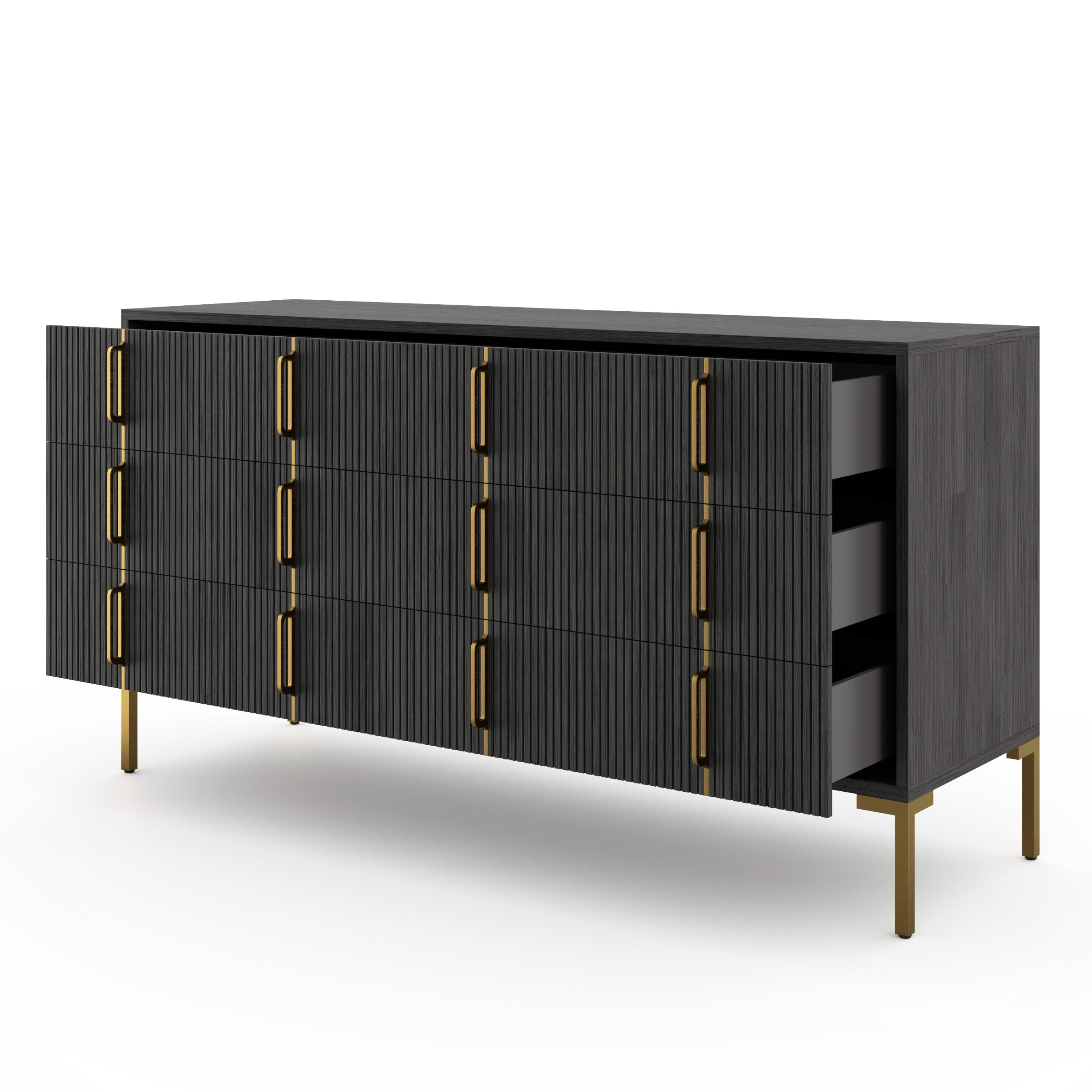 Camber 6 Drawer Chest, Charcoal Grey Wood | Chest of Drawers | Feather ...