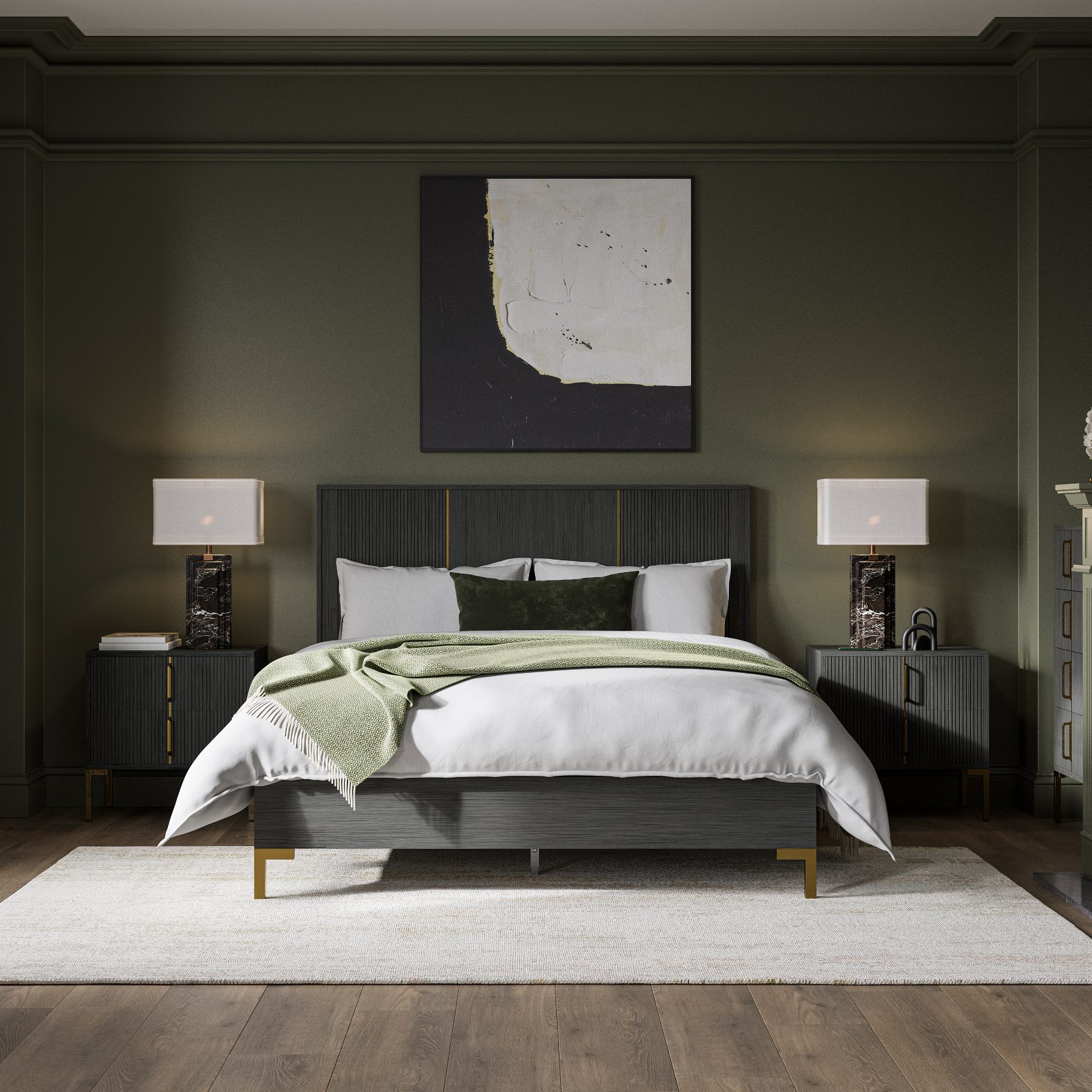 Camber Bed | Luxury Wooden Bed | Feather & Black