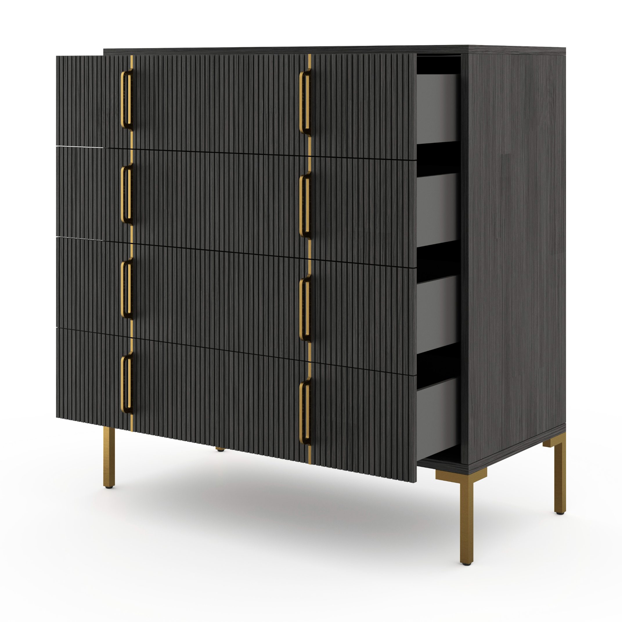 Camber Tallboy, Charcoal Grey Wood | Chest of Drawers | Feather & Black