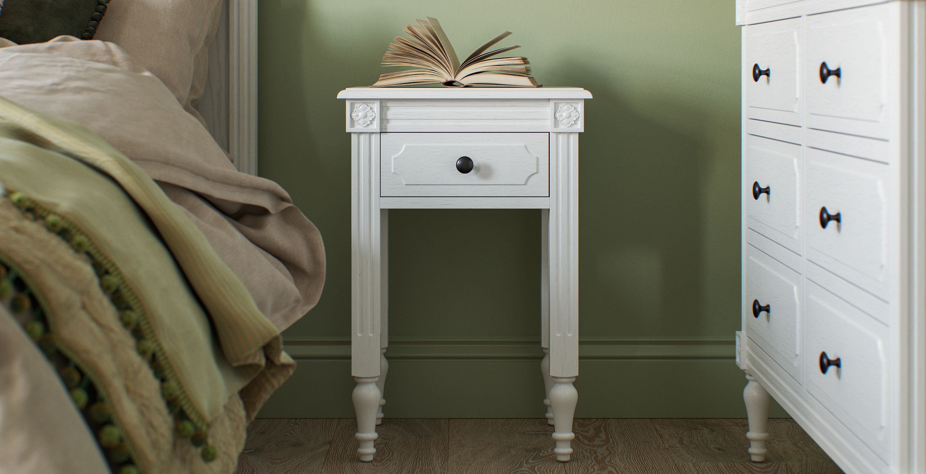 Casterton Bedside Table | Feather & Black