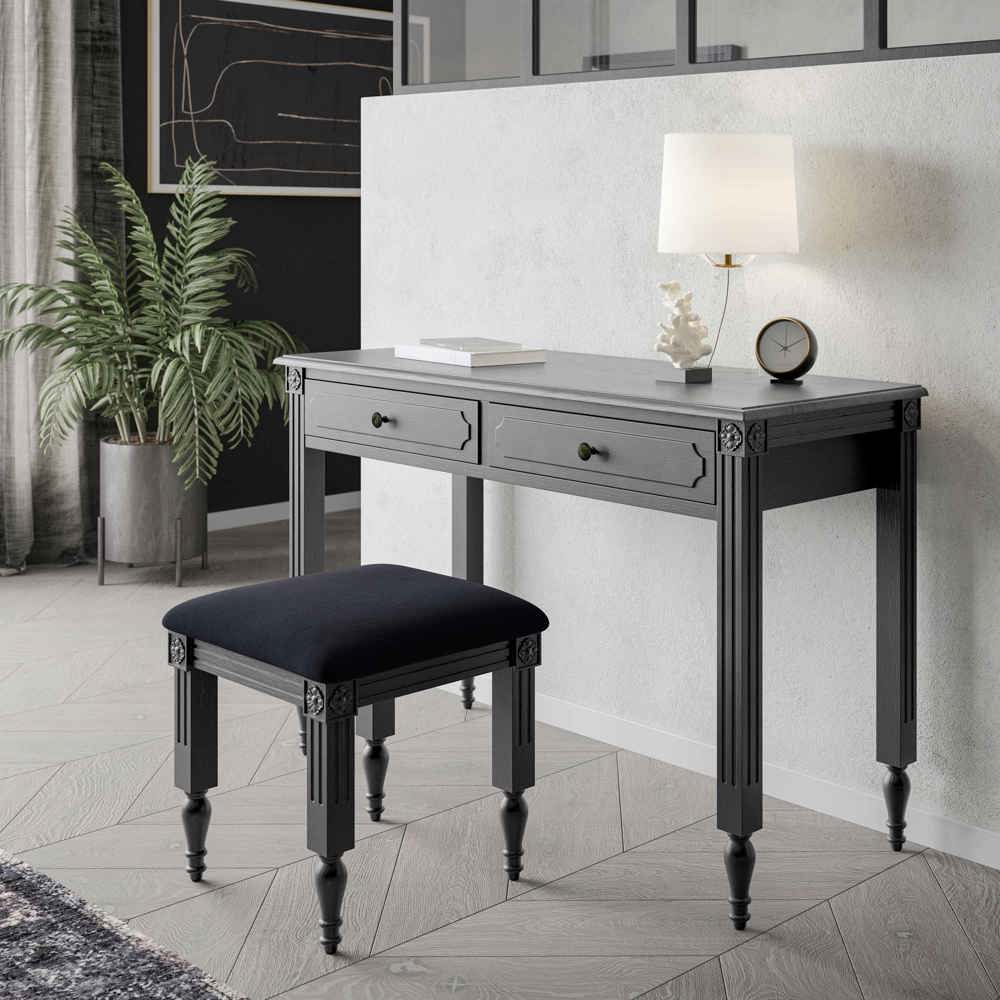 Casterton Dressing Table & Stool | Feather & Black