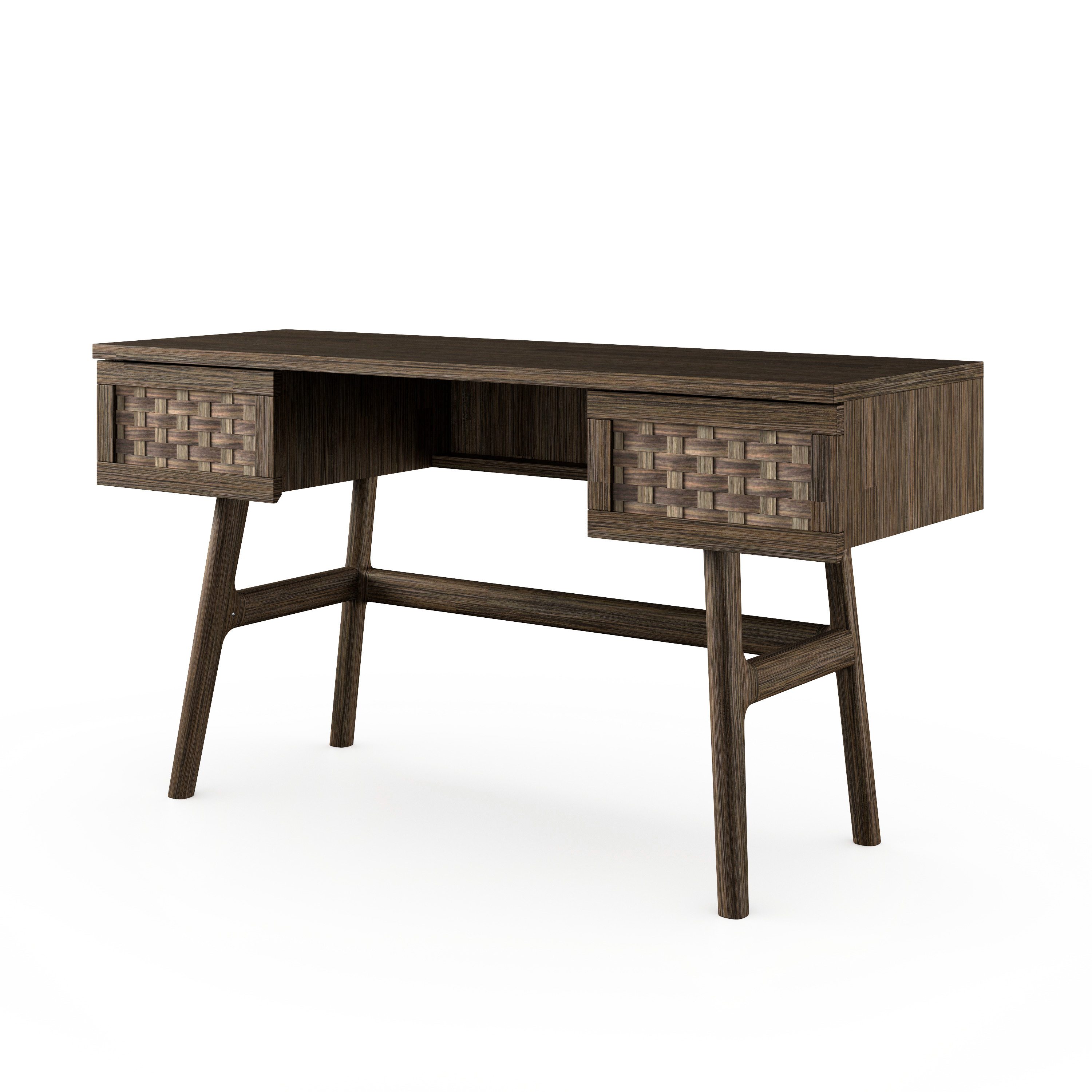 Jensen Desk, Dark Wood / Rattan | Dressing Tables & Desks | Feather & Black