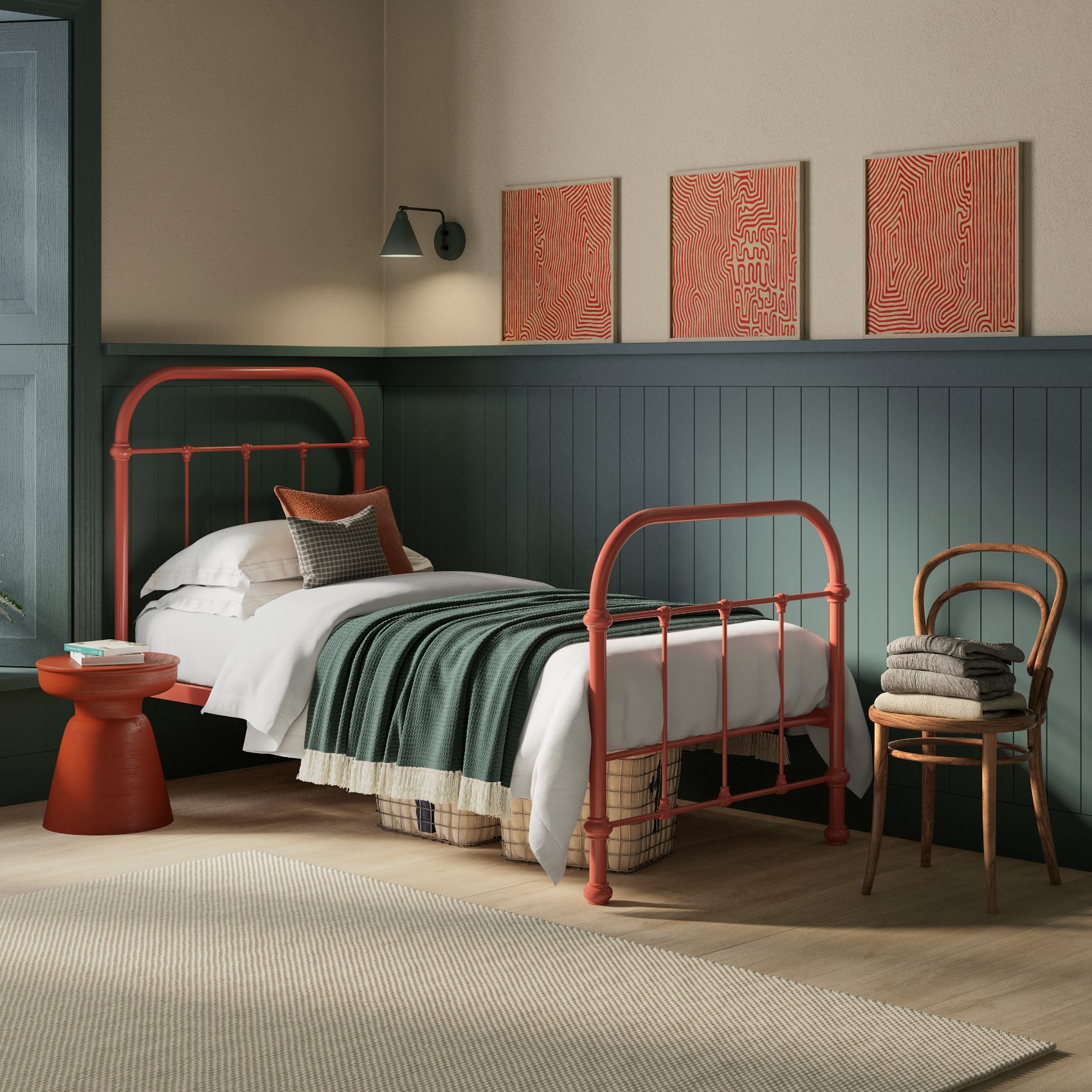 Oliver Bed, Single | Metal Beds | Feather & Black