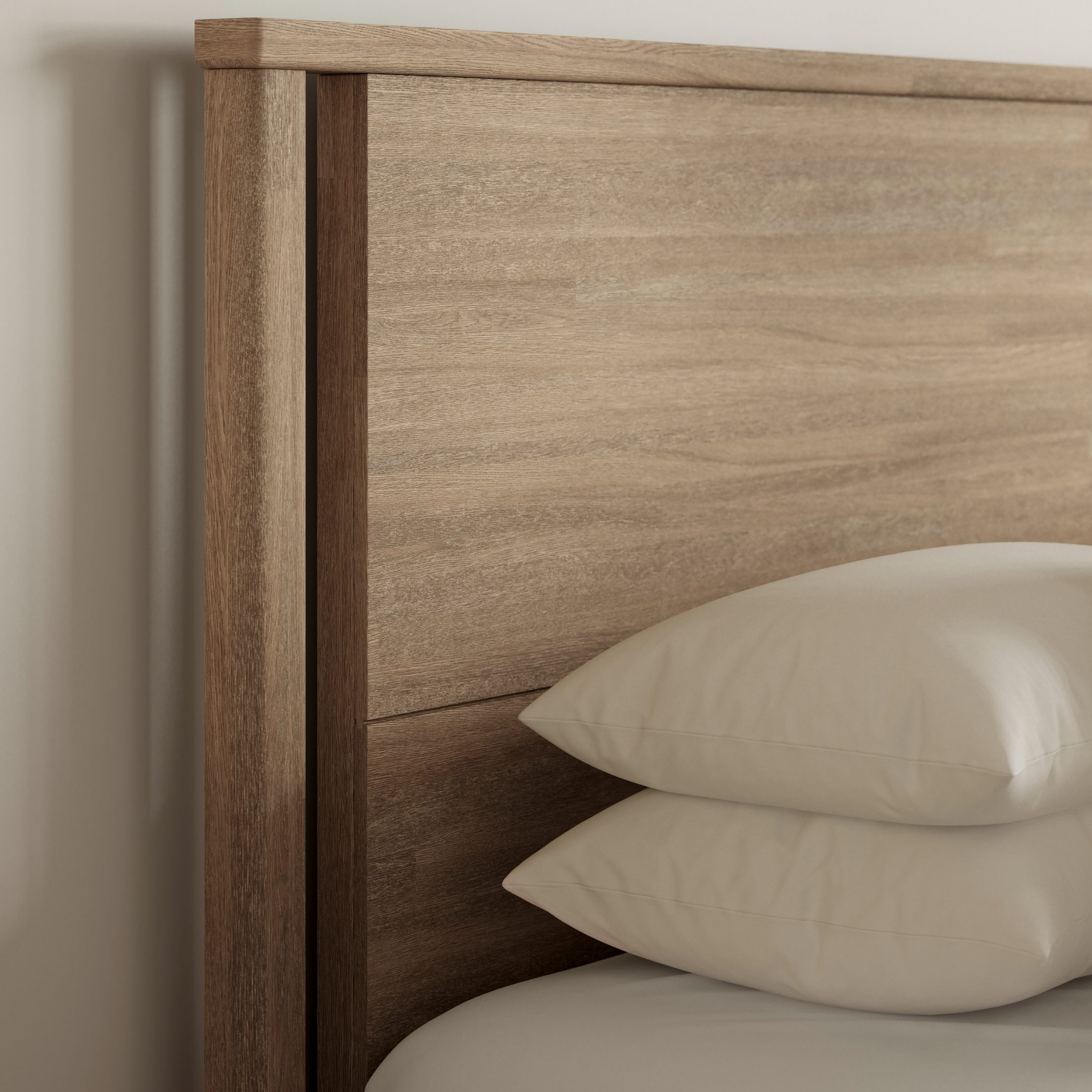 Oscar Bed, Light Wood, King | Wooden Beds | Feather & Black