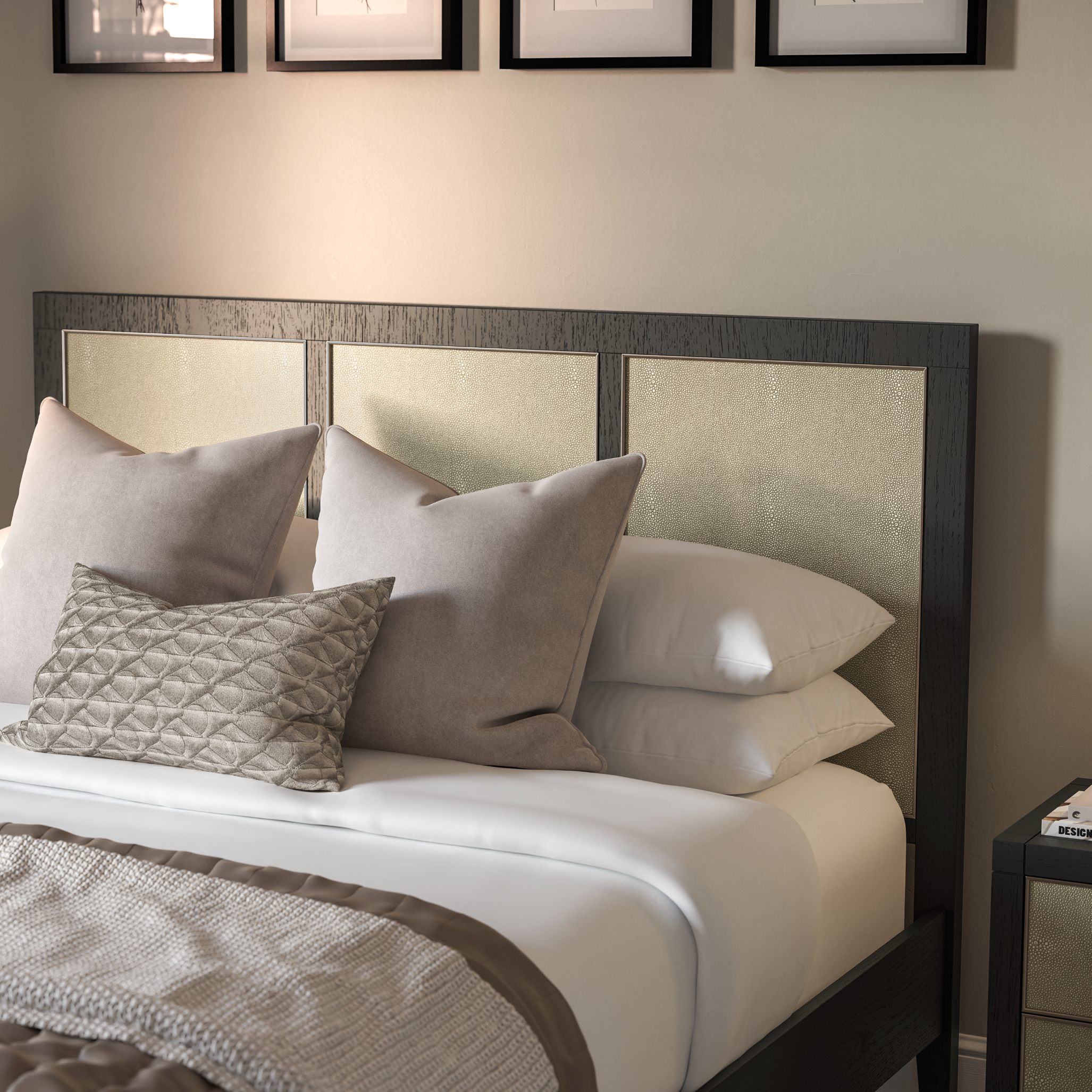 Rae Bed | Luxury Wooden Bed | Feather & Black