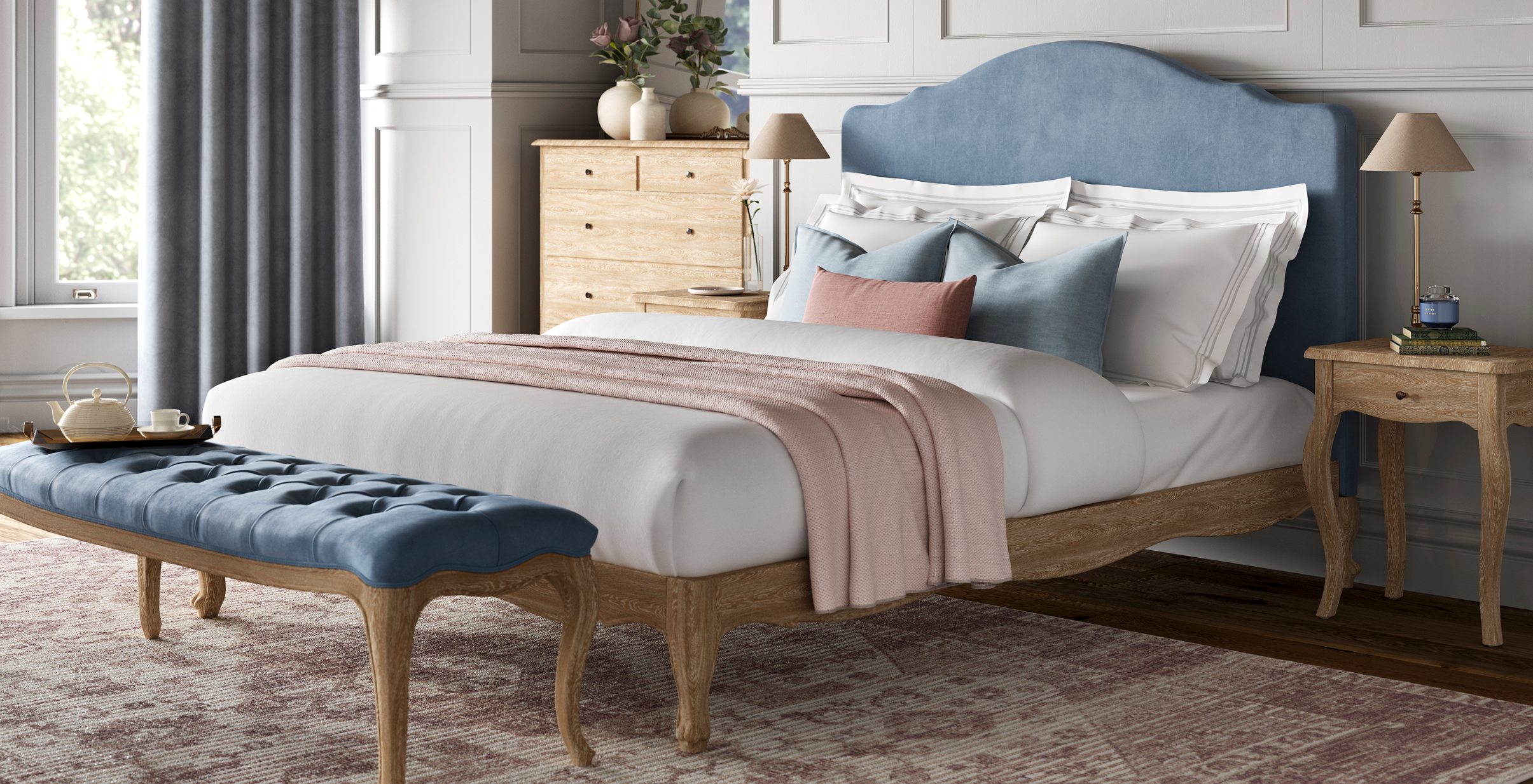 Sienna Velvet Bed | Feather & Black