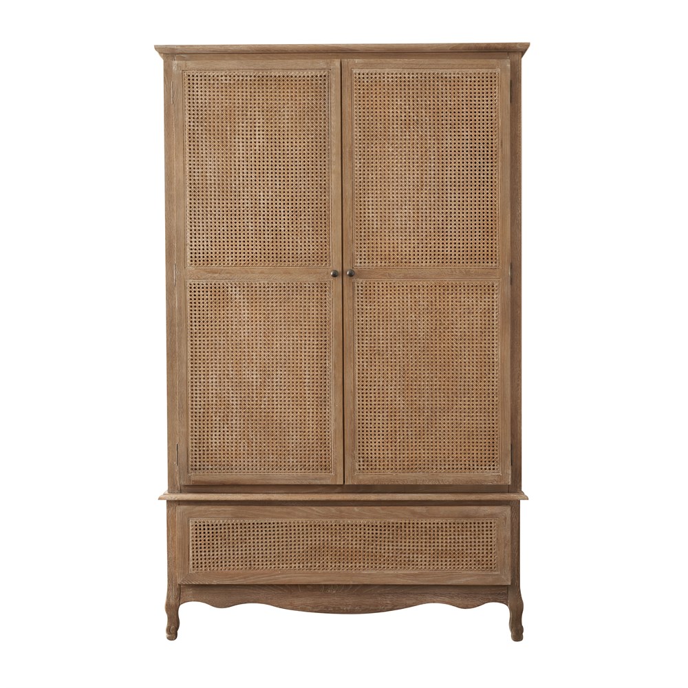 Sienna Rattan Wardrobe, Weathered Oak / Rattan | Wardrobes | Feather ...