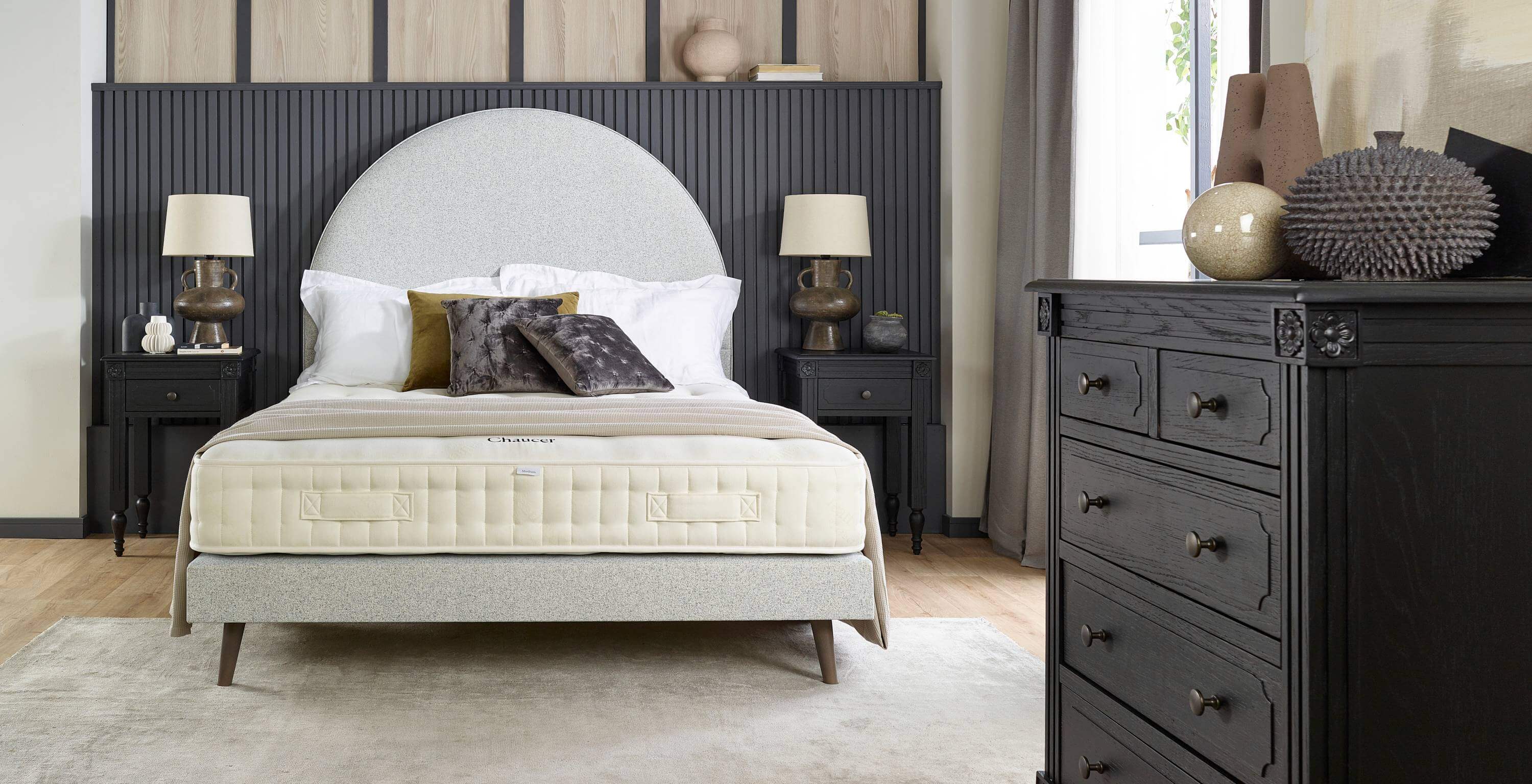Harrison Spinks Premium Christie Headboard | Feather & Black